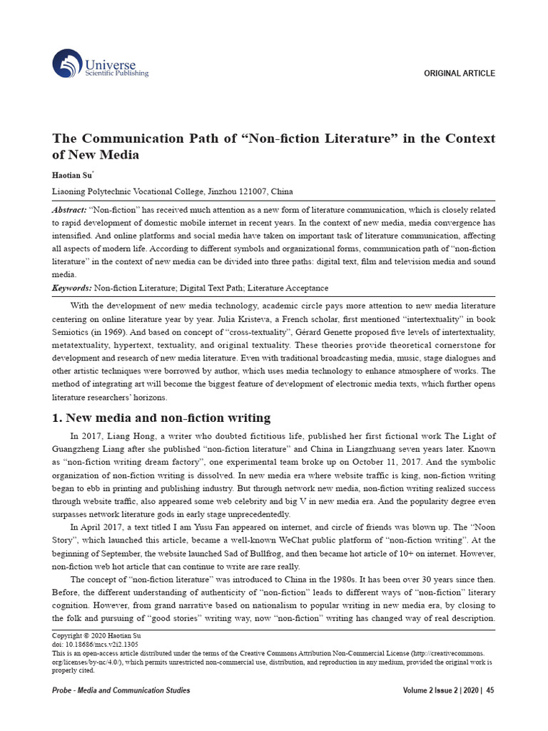 The Communication Path of Non-Fiction Literature in The Context of New ...