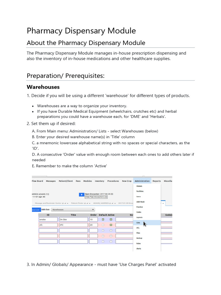 Pharmacy Dispensary Module - OpenEMR | PDF | Prescription Drugs | Pharmacy