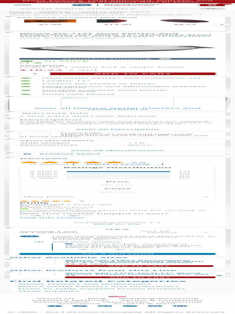 Winco SIZ-11ST Platter & Underliner Set Includes 11 Stainless Steel ...