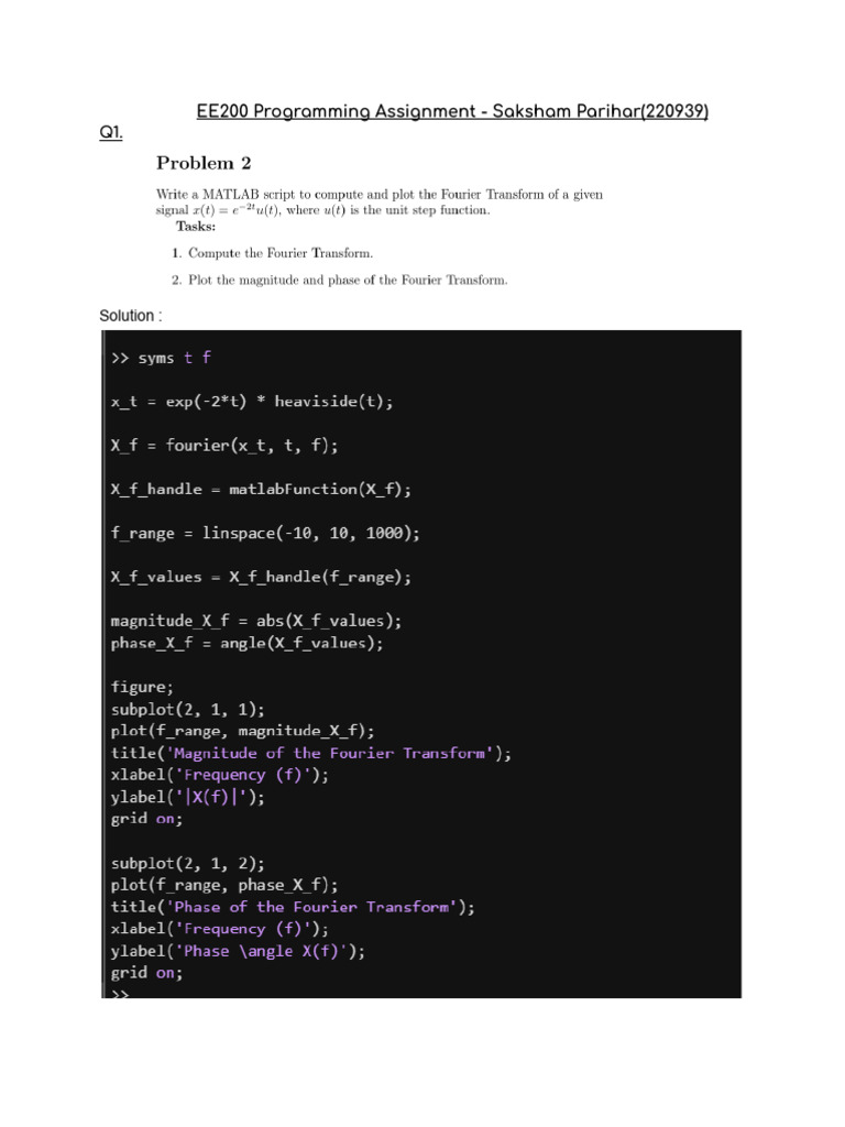 EE200 Coding Assignment | PDF | Teaching Methods & Materials ...