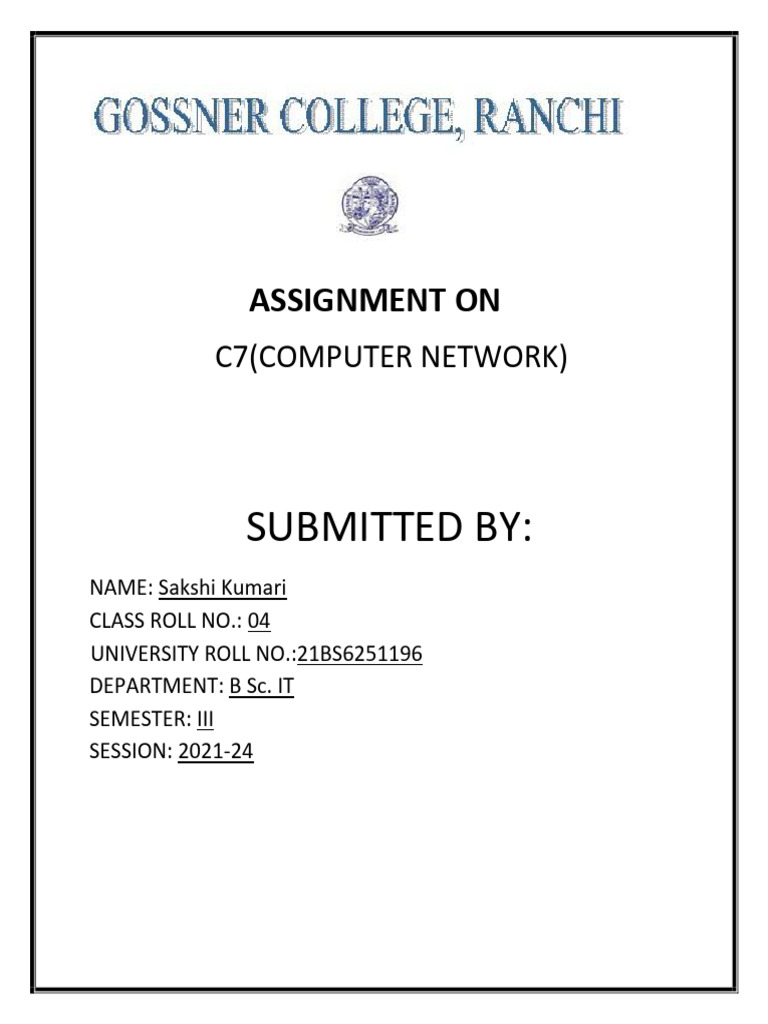 assignment C7 | Download Free PDF | Computer Network | Error Detection And Correction