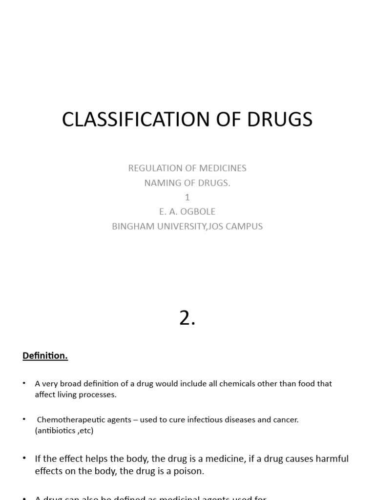 5) CLASSIFICATION OF DRUGS | PDF | Drugs | Pharmacology