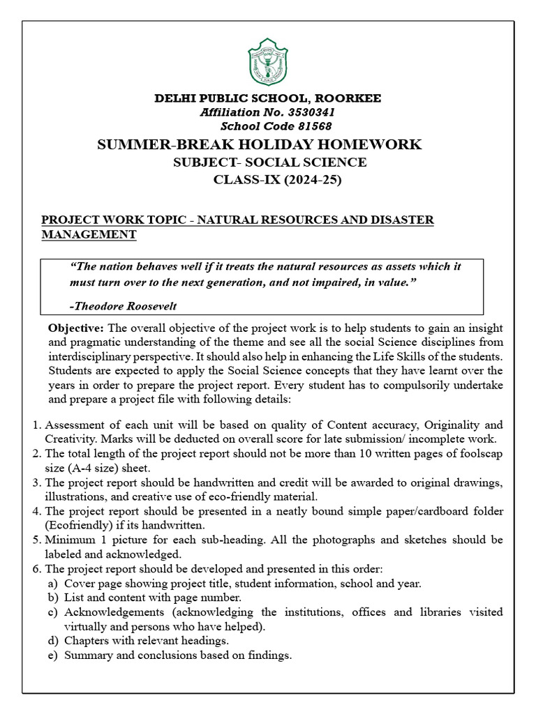 Class Ix Project Work (Social Science) | PDF | Natural Disasters ...