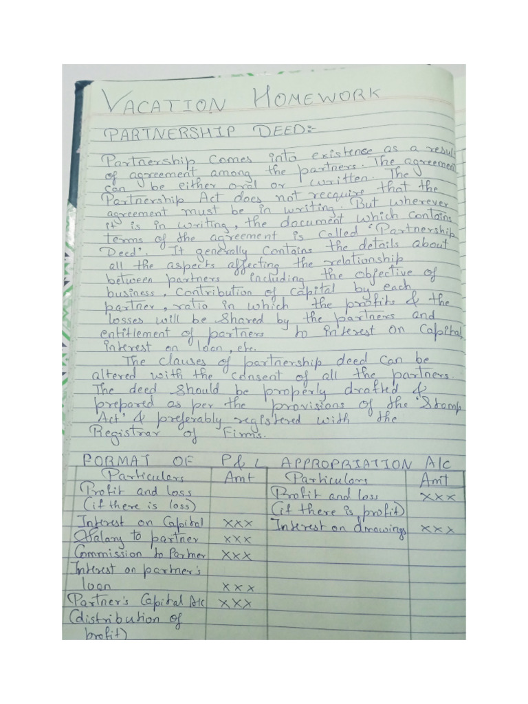 Accountancy Summer Vacation Homework | PDF