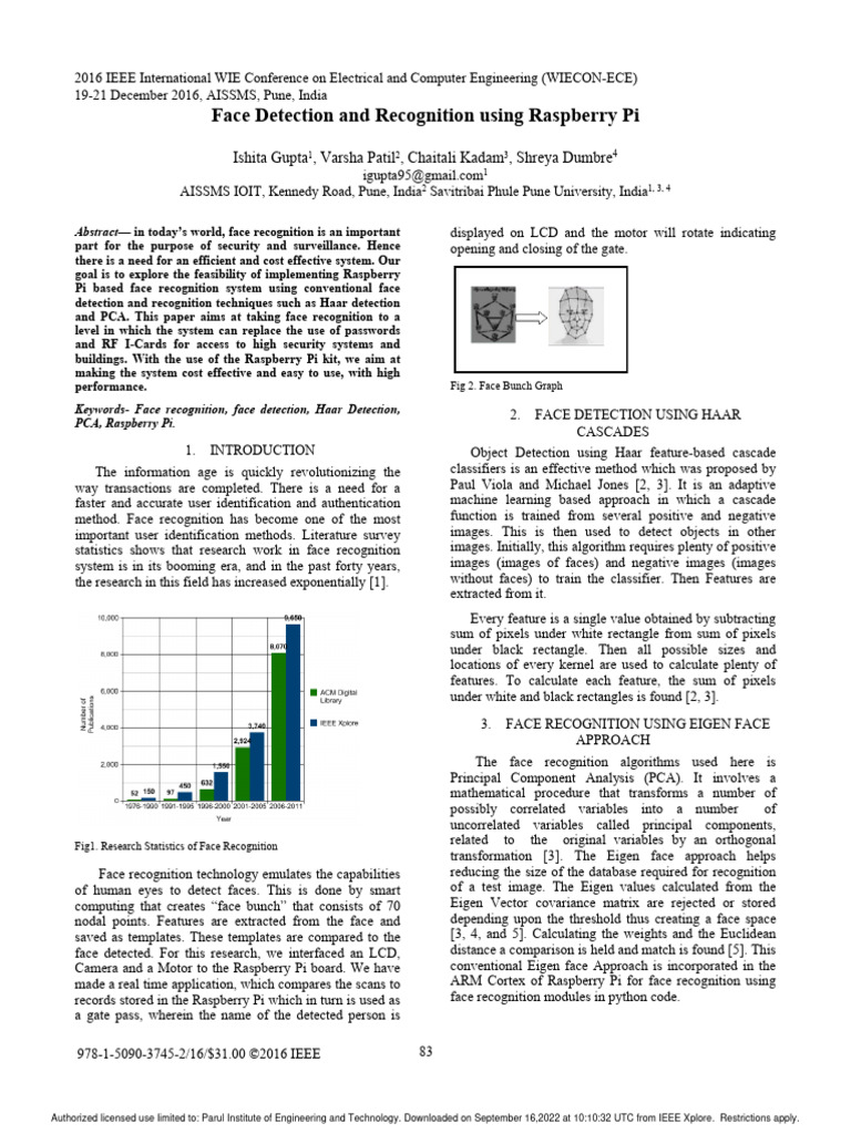 Face Detection And Recognition Using Raspberry Pi Paper1 Pdf Principal Component Analysis