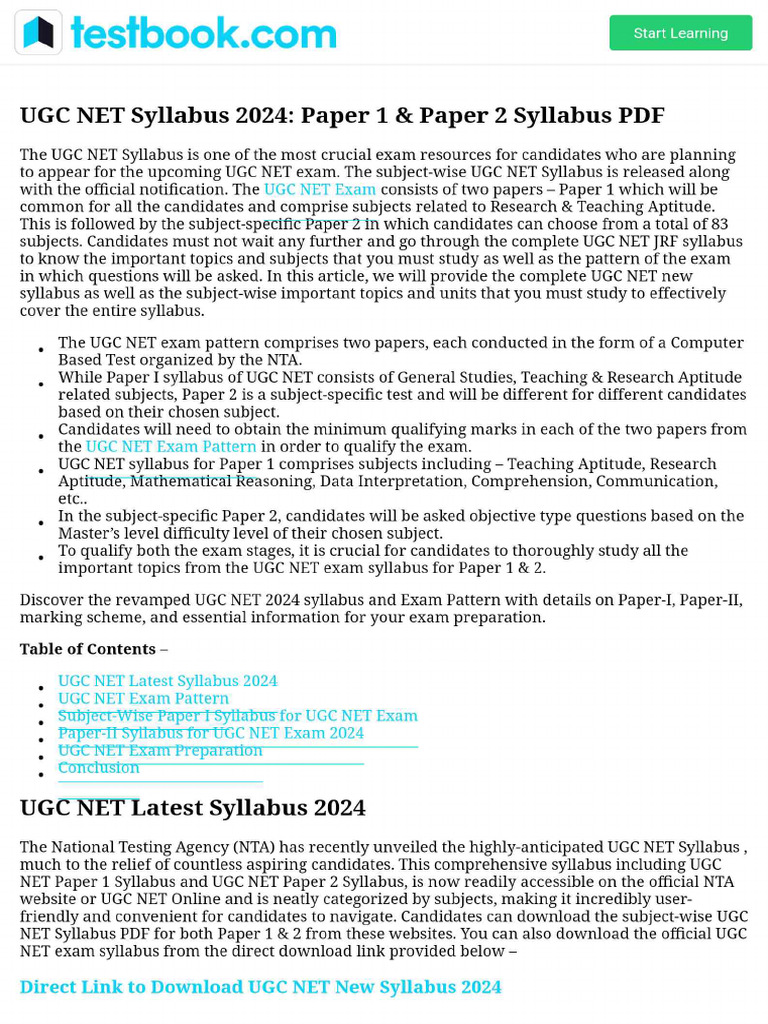 UGC NET Syllabus 2024 - Paper 1 & Paper 2 Syllabus PDF | PDF