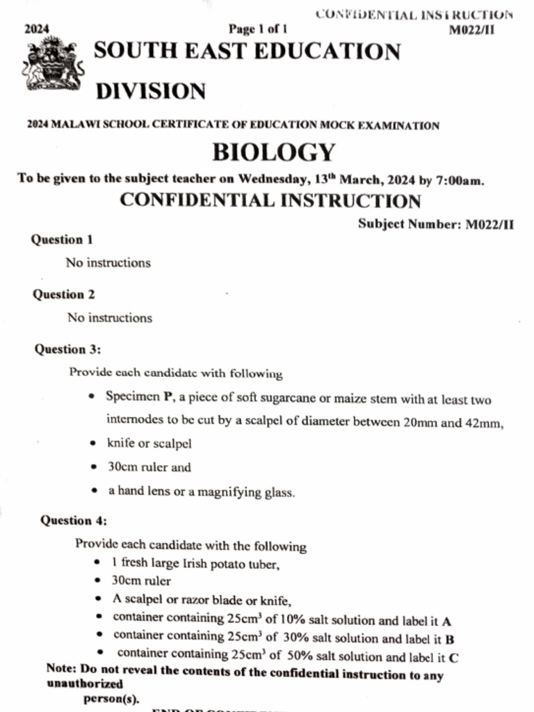 2024 SEED MOCK BIO II | PDF