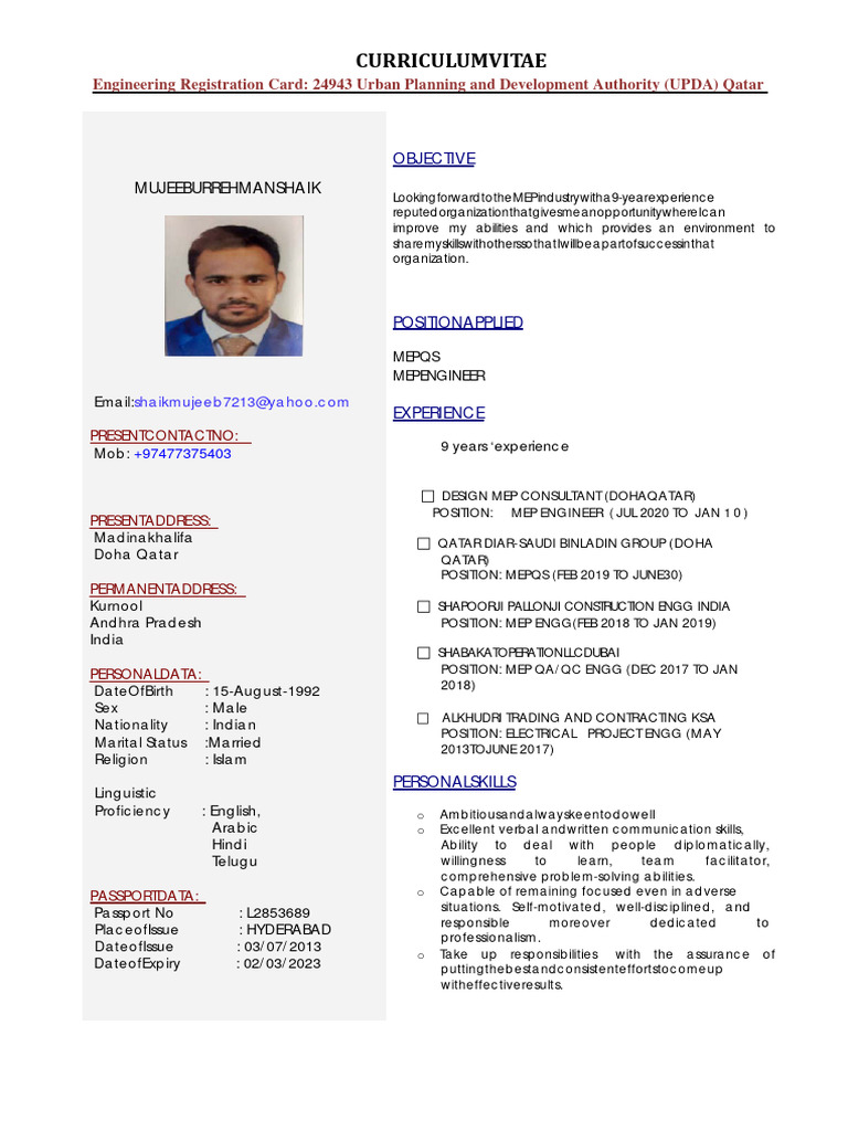 Shaik Mujeeb Rehman CV 2022 | PDF | Career & Growth | Business