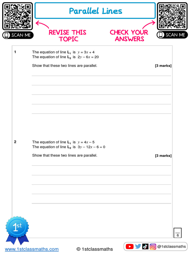Parallel Lines AQA | PDF | Equations | Mathematics