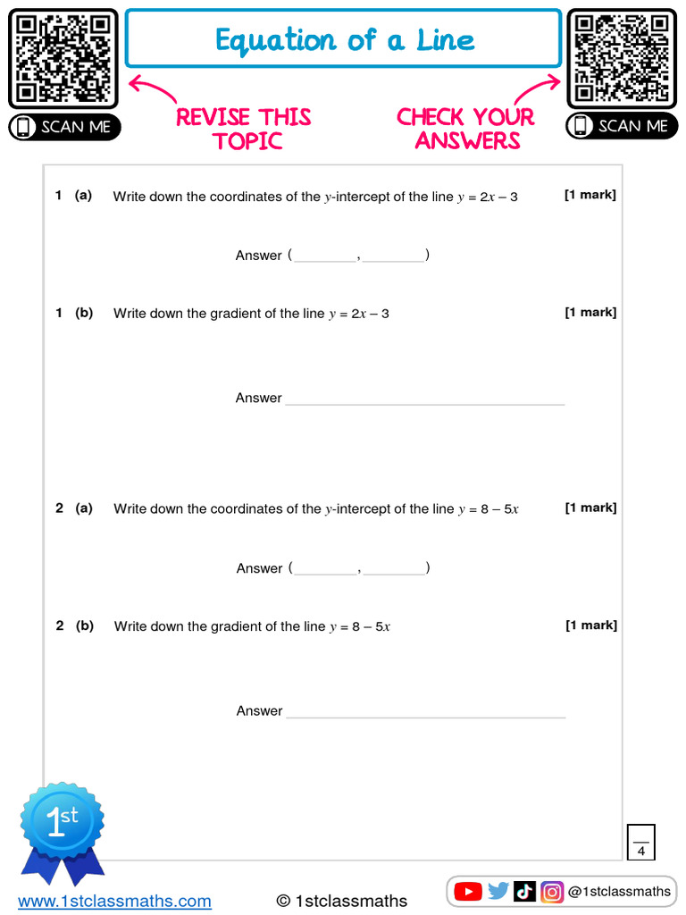 Equation of A Line AQA | PDF | Mathematical Objects | Mathematics