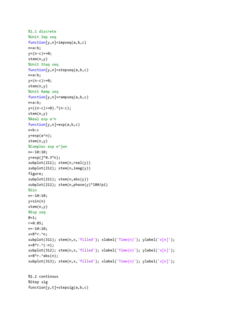 SP Codes 1-5 | PDF | Discrete Fourier Transform | Telecommunications ...