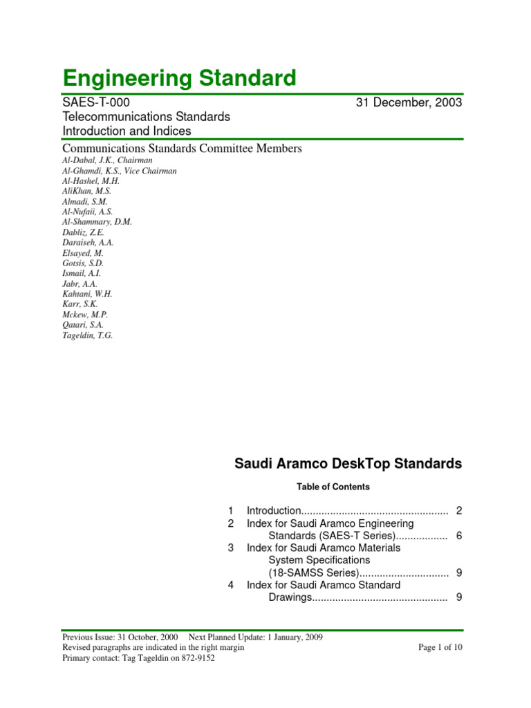 Saudi Aramco Telecom Standards Guide | PDF | Telecommunications | Specification (Technical Standard)