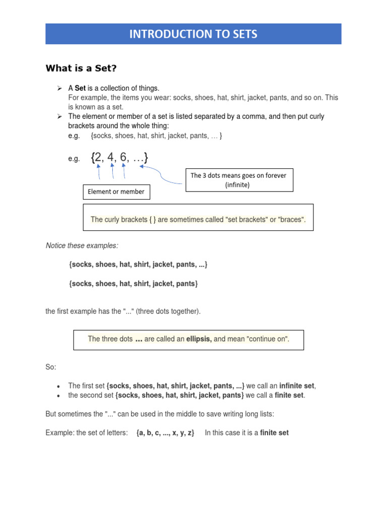 Introduction To Sets | PDF | Set (Mathematics) | Numbers