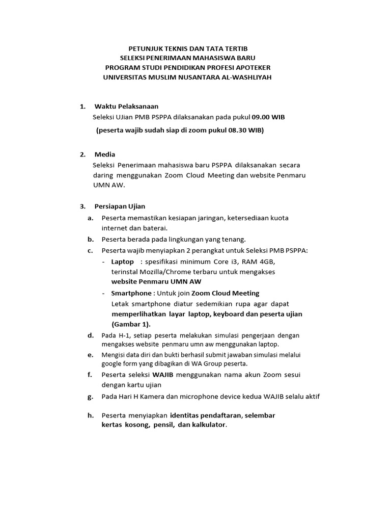 Petunjuk Teknis Dan Tata Tertib PMB Psppa | PDF | Karier & Perkembangan ...