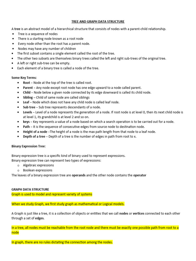 Tree And Graph Data Structure Pdf Theoretical Computer Science