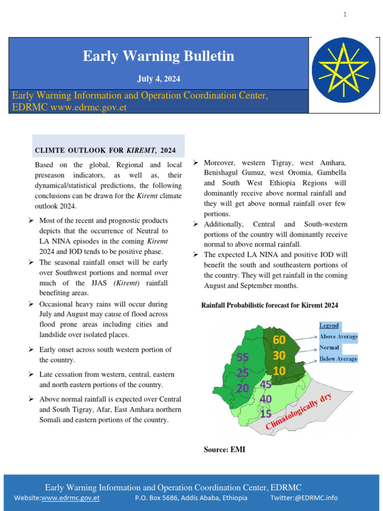 First Fortnight Bulletin For July 2024 - Updated | PDF | Ethiopia | Rain