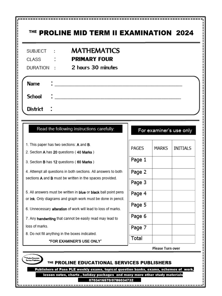 p.4 MTC Mid Term II 2024 | PDF | Mathematics | Arithmetic