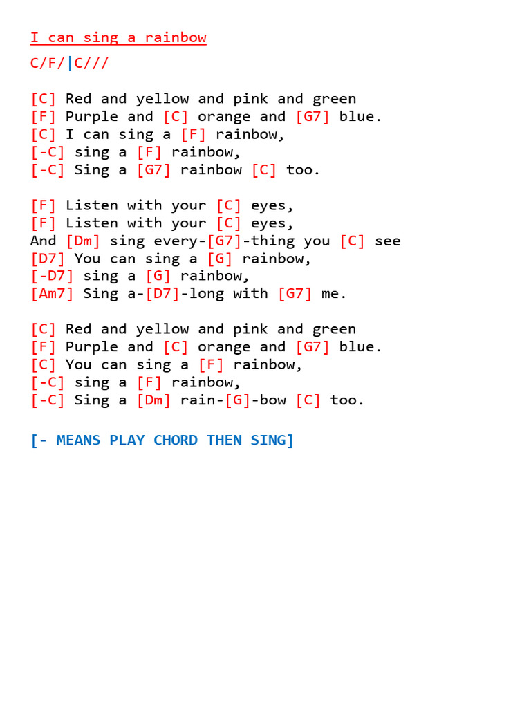 I Can Sing A Rainbow | PDF