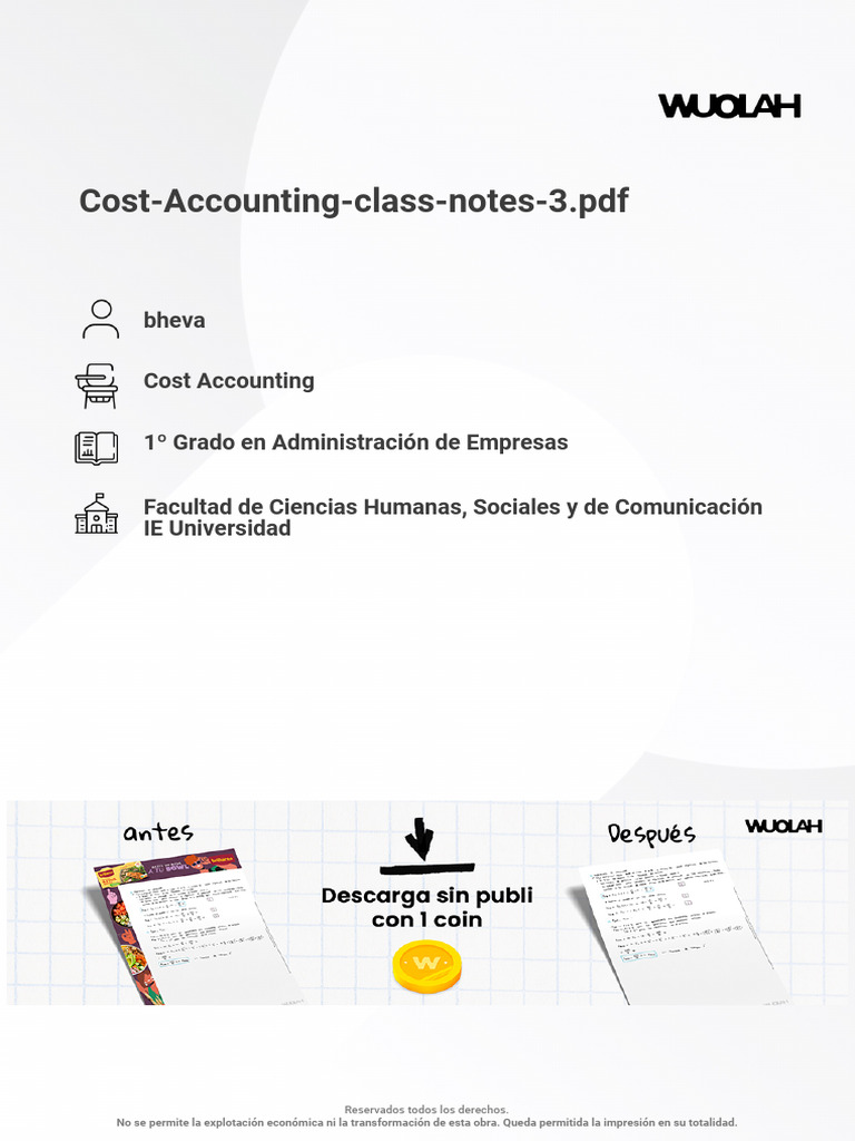 Wuolah Free Cost Accounting Class Notes 3 | PDF | Cost Of Goods Sold ...