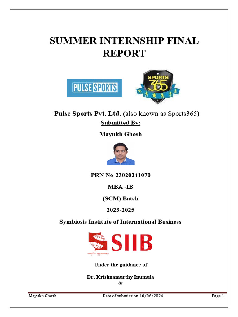 Summer Internship Final | PDF | Warehouse | Inventory