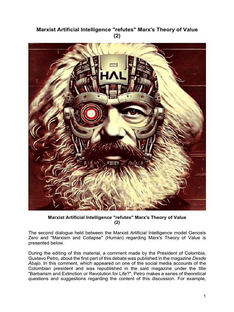 Marxist Artificial Intelligence Refutes Marx Theory of Value | PDF ...