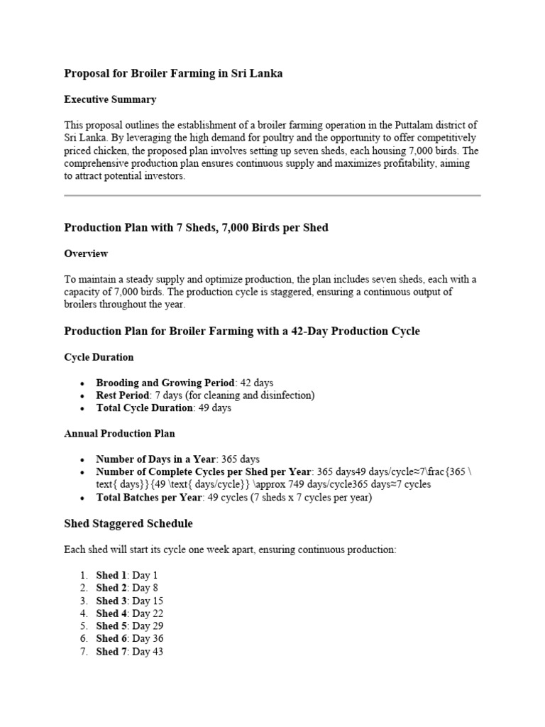 Proposal For Broiler Farmin | PDF | Broiler