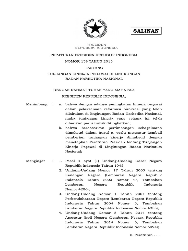 Perpres Nomor 159 Tahun 2015 | PDF