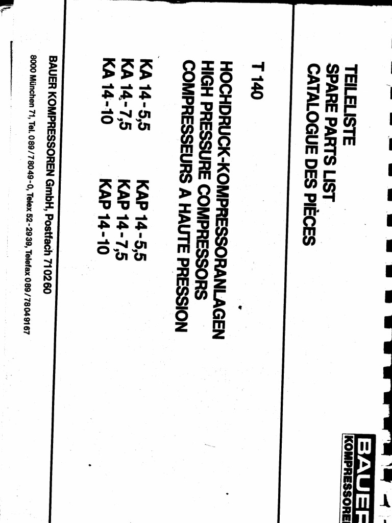 Bauer k14 Spare Parts List Scan Easytek | PDF