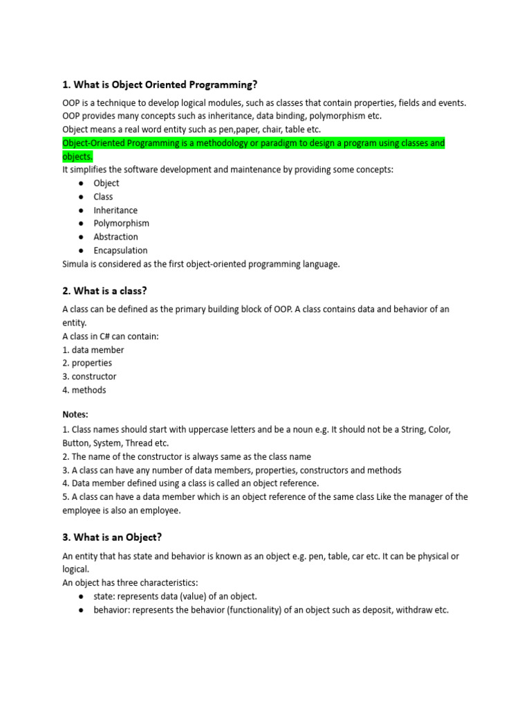 Object Oriented Programming Concept | PDF | Method (Computer ... Object Oriented Programming Concept | PDF | Method (Computer ...