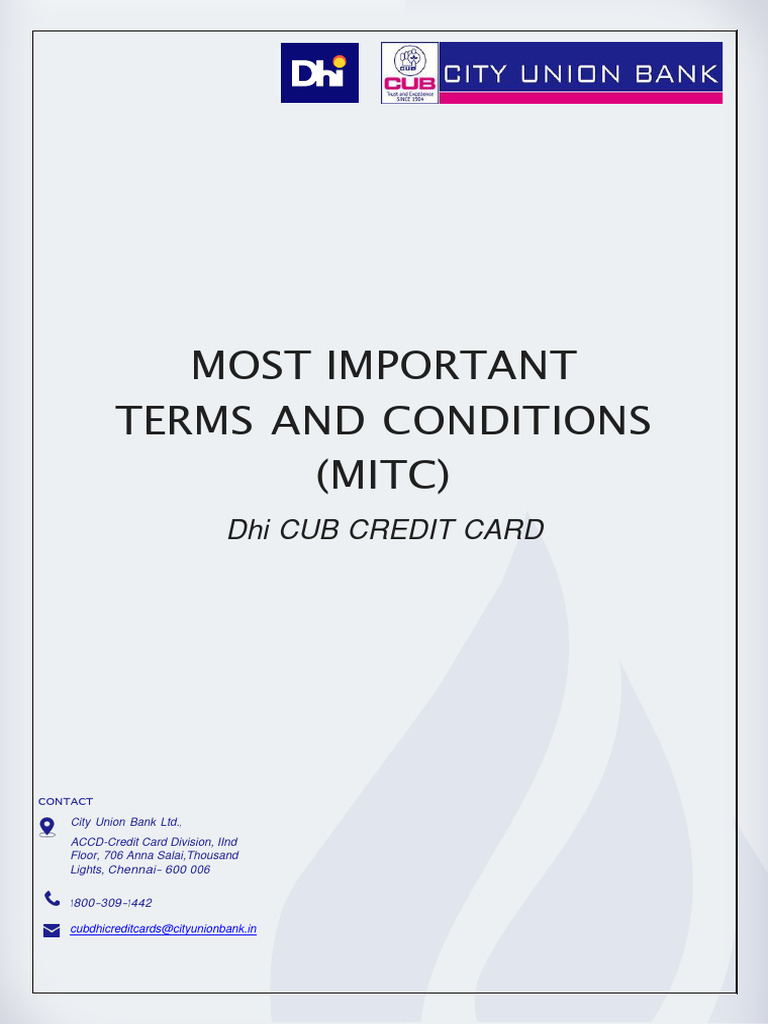 CUB RevisedMITC | PDF | Credit Card | Payments