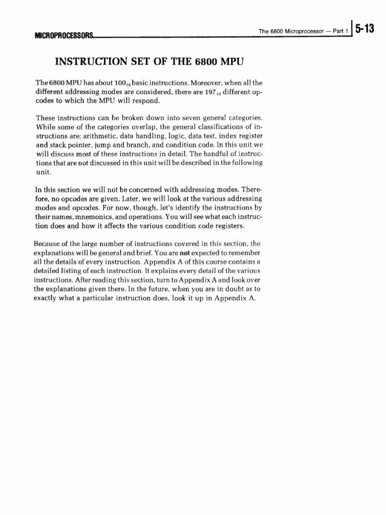 Microprocessors Unit 5 2INSTRUCTION SET OF THE 6800 MPU | PDF | Binary Coded Decimal | Computer ...