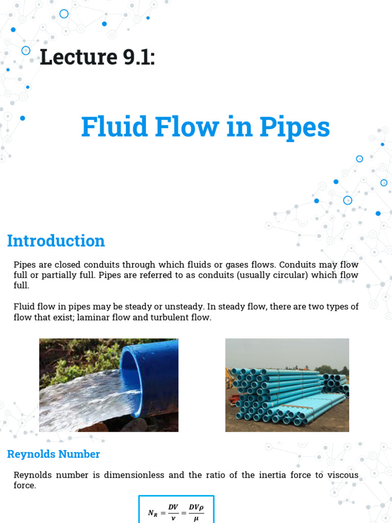 CE 108 - Lecture 9.1 - Fluid Flow in Pipes - Losses in Pipes-1 | PDF | Reynolds Number | Fluid ...