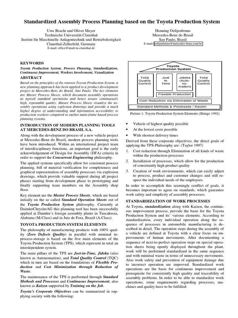 Standardized Assembly Planning TPS | PDF | Toyota | Lean Manufacturing