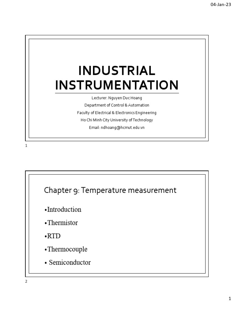 Industrial Instrumentation: Chapter 9: Temperature Measurement | PDF ...