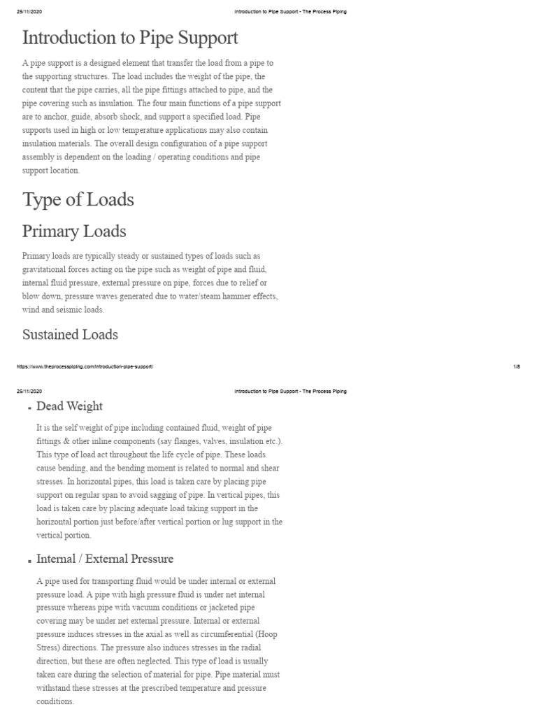 Types and Functions of Pipe Supports | PDF | Mechanics | Classical ...