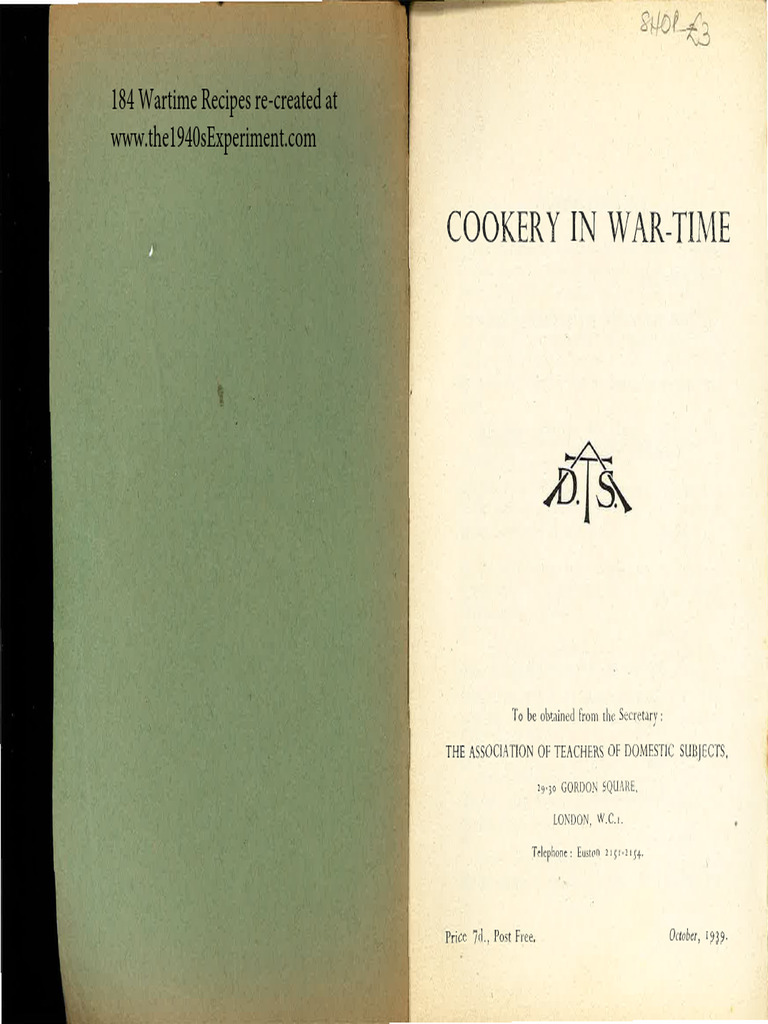 Cookery in War Time | PDF | Cooking | Meal