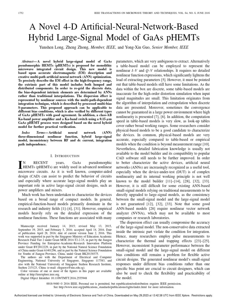 A Novel 4-D Artificial-Neural-Network-Based Hybrid Large-Signal Model ... A Novel 4-D Artificial-Neural-Network-Based Hybrid Large-Signal Model ...