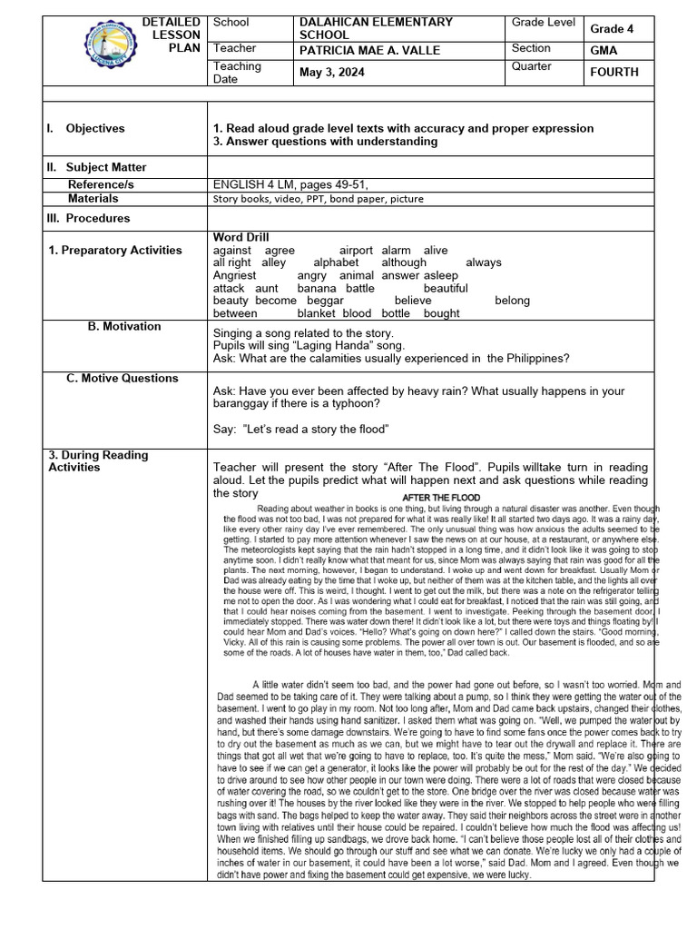 DLP Catch Up Friday May 3 AM | PDF | Reading Comprehension | Cognition