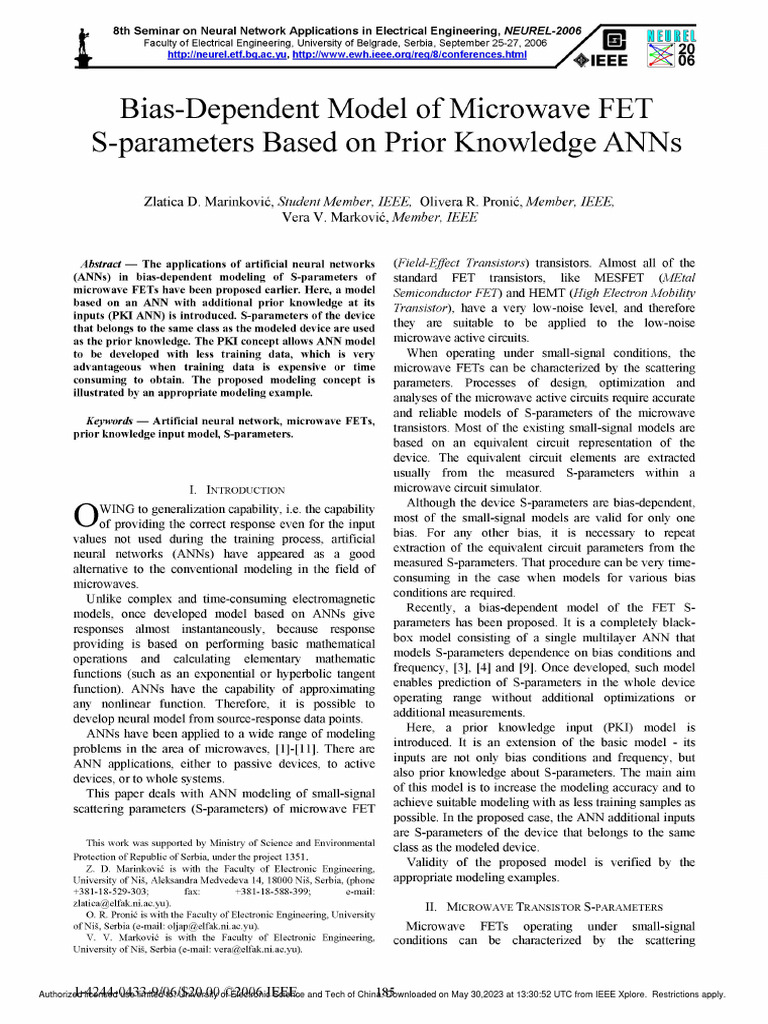 Bias-Dependent_Model_of_Microwave_FET_S-parameters_Based_on_Prior_Knowledge_ANNs | PDF ...