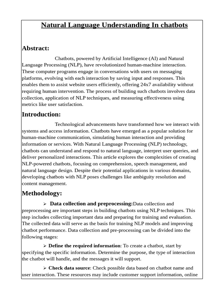 Natural language understanding in chatbots | PDF | Human–Computer ... Natural language understanding in chatbots | PDF | Human–Computer ...
