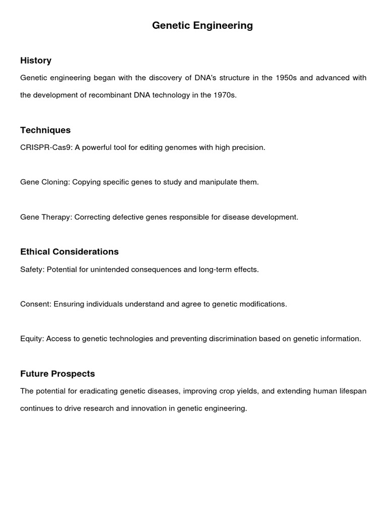 Genetic Engineering Overview | PDF