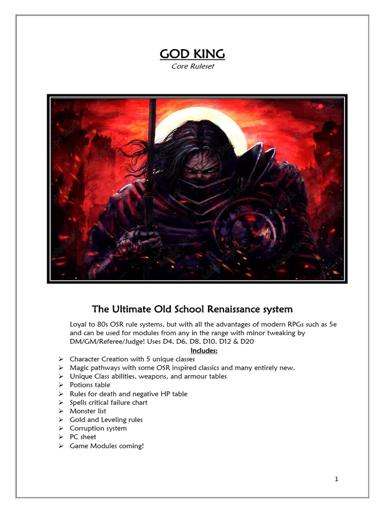 GOD KING RPG - Core Ruleset (v2.1) (OEF) (2022-09-27) | PDF