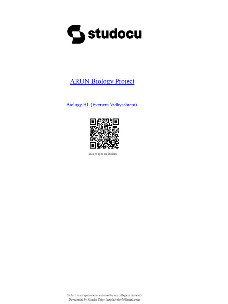 Arun Biology Project | PDF | Human Eye | Myopia