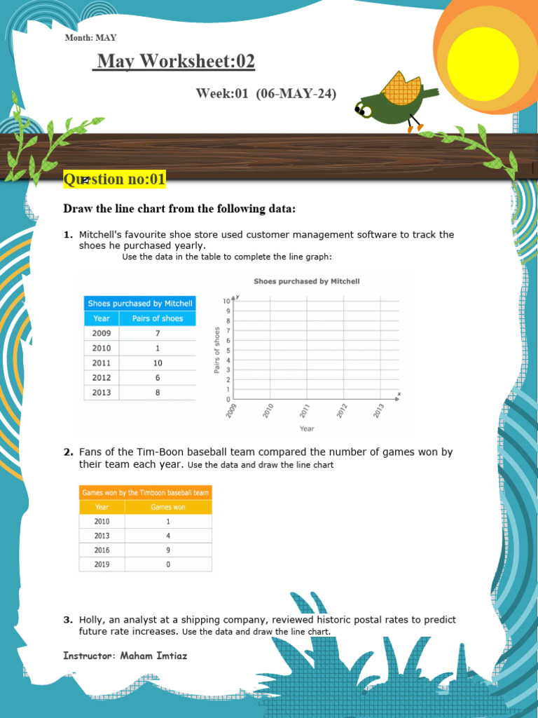 Worksheet For 7th Grades Having Questions of Double BAR Graphs and Line ...