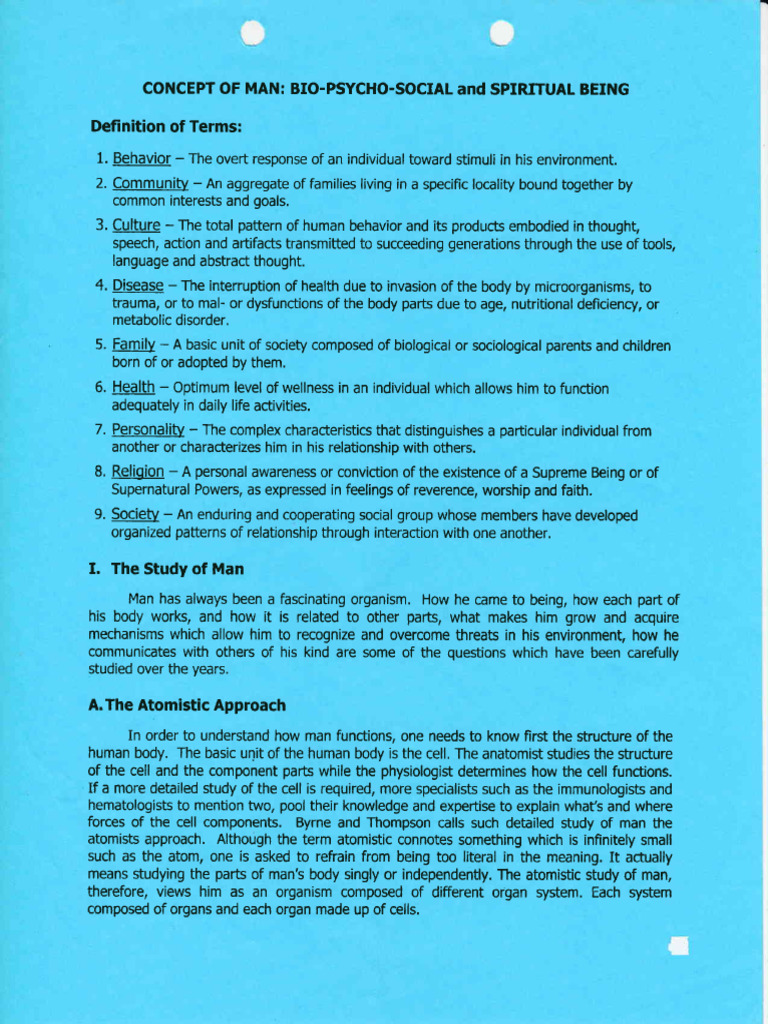 CONCEPT OF MAN Leaning Material | PDF | System | Life