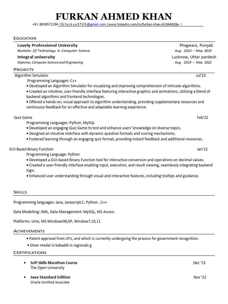 CV Spe Furkan | PDF | Graphical User Interfaces | Computer Programming