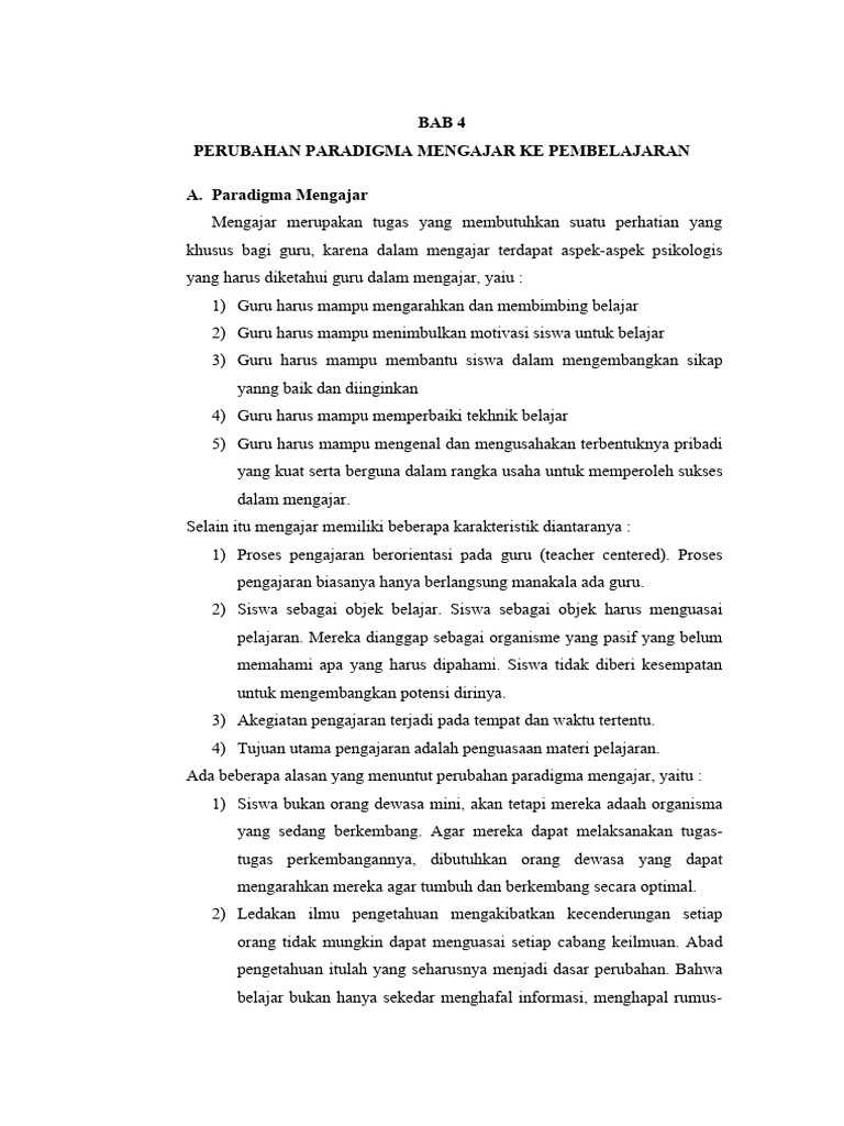 Kelompok 4 - Perubahan Paradigma Mengajar Ke Pembelajaran | PDF