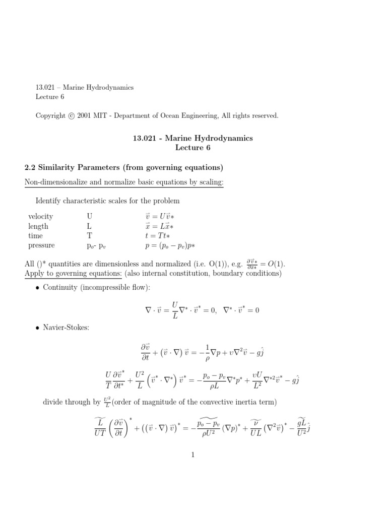 Marine Hydrodynamics | Download Free PDF | Force | Fluid Dynamics