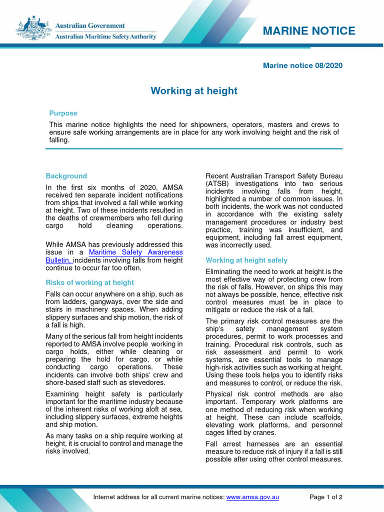 AMSA's Tips To Mitigate Fall Incidents Onboard | PDF | Safety
