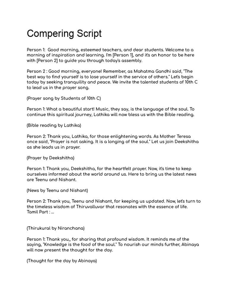 Compering Script 1 | PDF